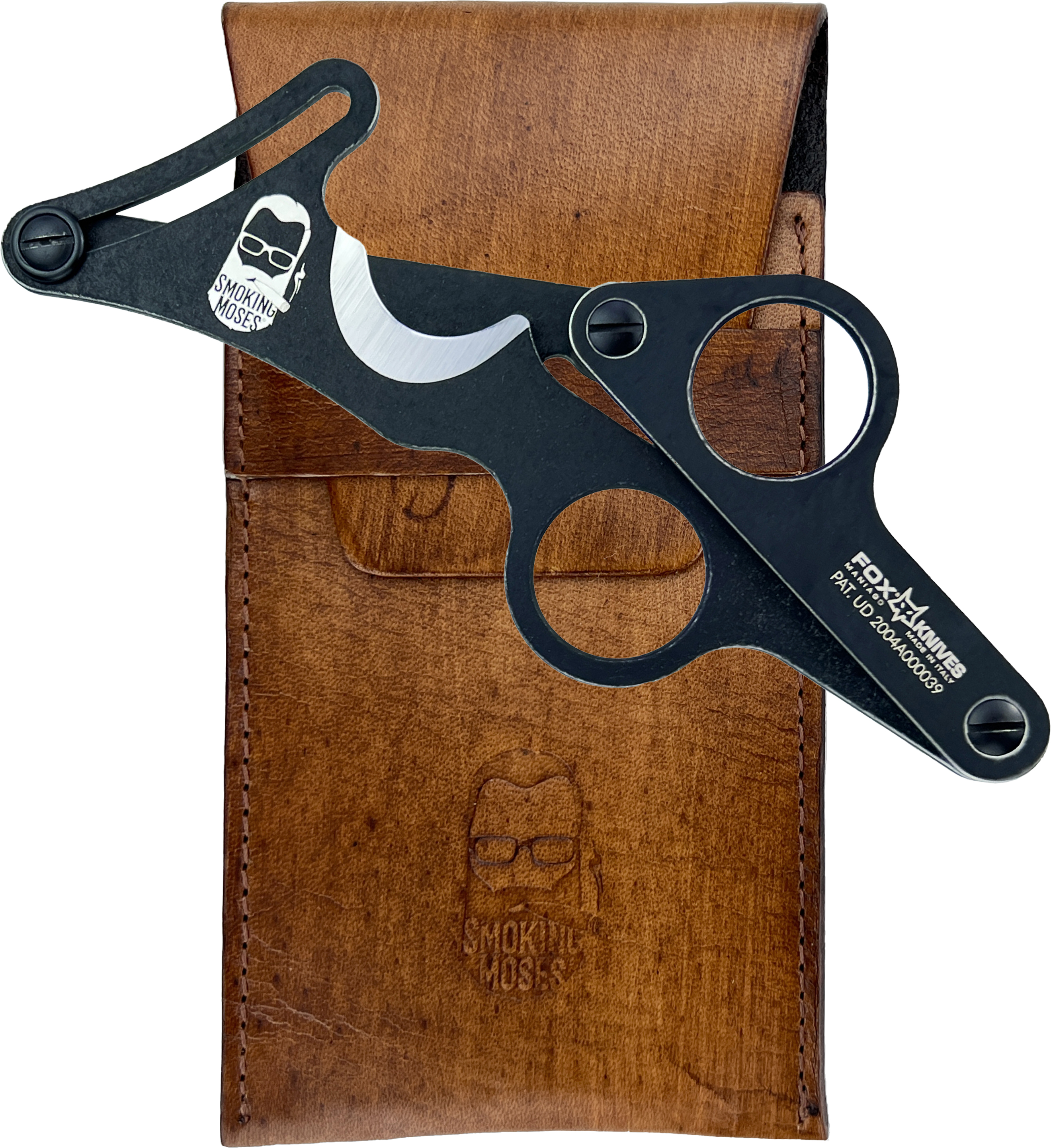 Fox Knives Smoking Moses Cutter schwarz, Etui braun (749 SM BSW ...